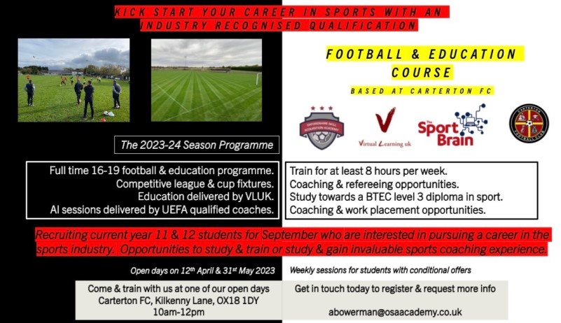 Carterton FC & OSA Academy - BTEC Open Day - 12 April