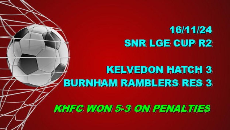 Kelvedon Hatch 3–3 Burnham Ramblers Reserves (Kelvedon Hatch won 5-3 on ...