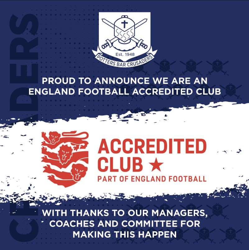 CRUSADERS ACHIEVE ACCREDITATION - Potters Bar Crusaders Football Club
