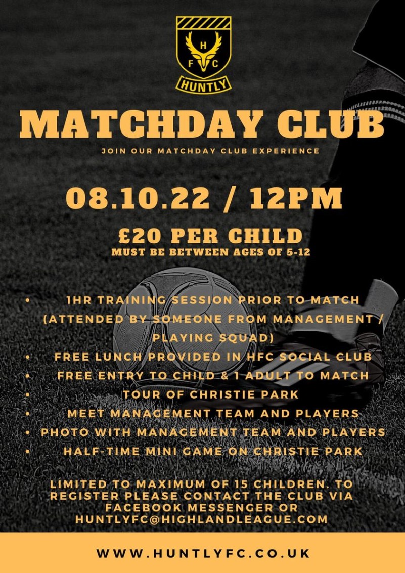 Huntly FC Matchday Club - Huntly Football Club
