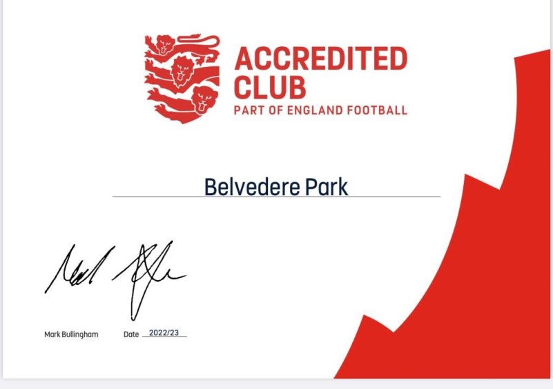 Belvedere Park FC Gain FA accreditation for 2023 - Belvedere Park FC
