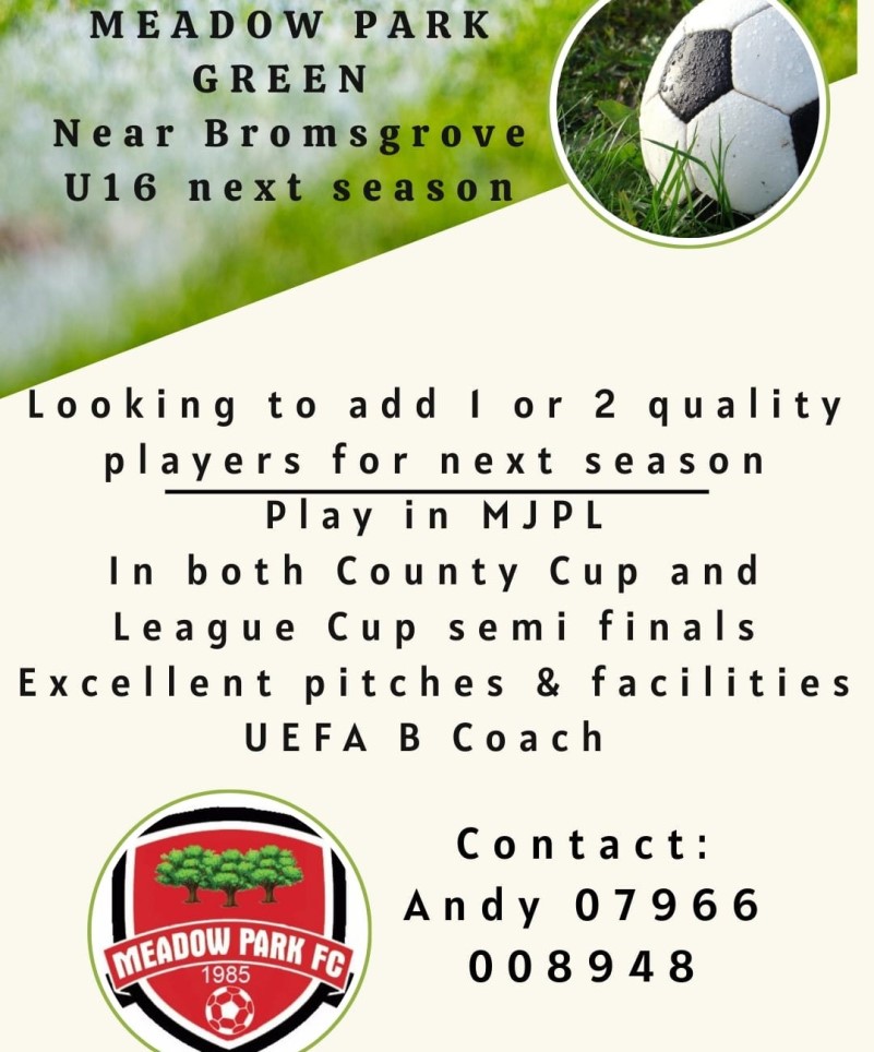 U16 season 2025/26 Players required. (Double click for details)s ...