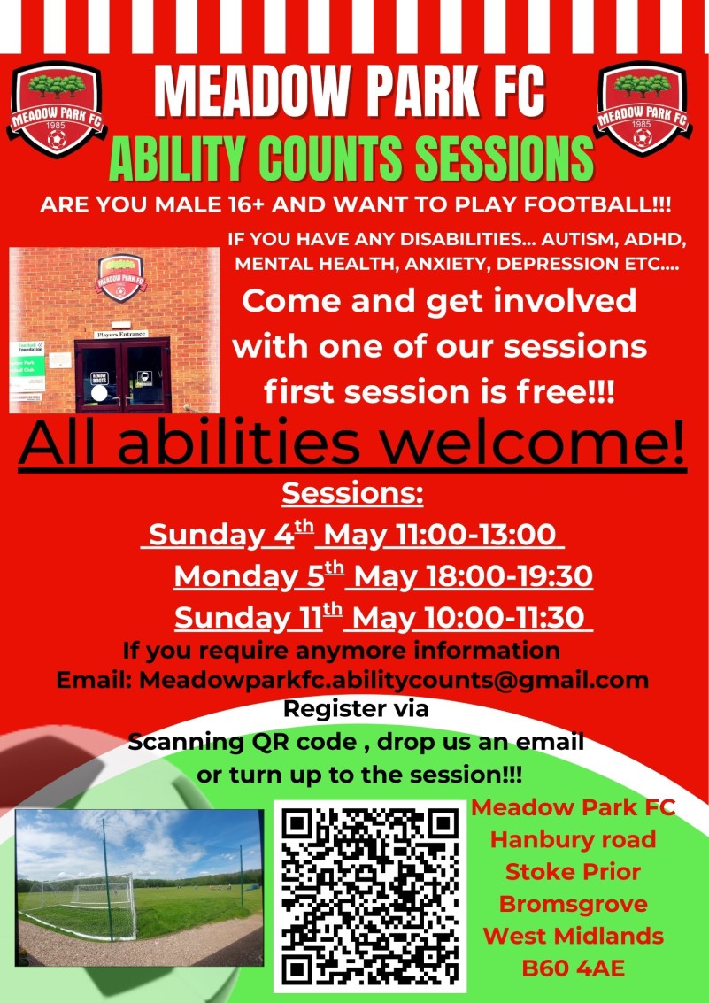 Meadow Park Ability Counts Sessions - Meadow Park F.C
