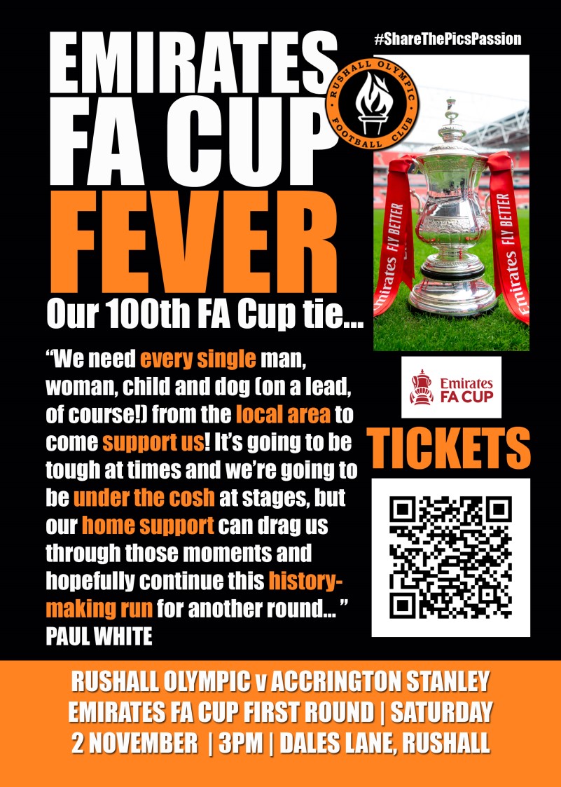 EMIRATES FA CUP FEVER: DOWNLOAD OUR PROMOTIONAL POSTER - RUSHALL OLYMPIC FC