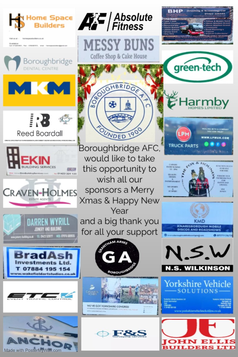 Big thank you to our sponsors - Boroughbridge AFC
