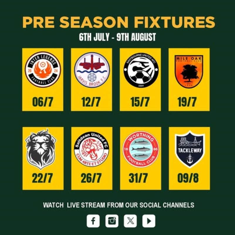 First Team Update PRE SEASON SCHEDULE - Westfield Football Club (Sussex)