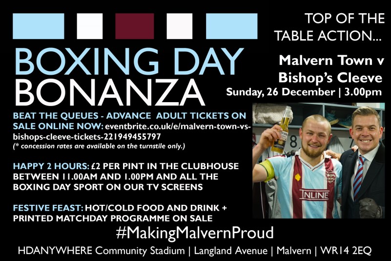 BOXING DAY BONANZA: LET'S PACK THE PLACE - Malvern Town FC