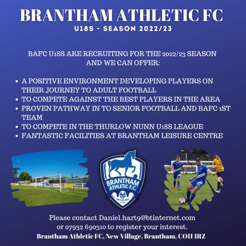BAFC U16s EJA ARE RECRUITING - BRANTHAM ATHLETIC
