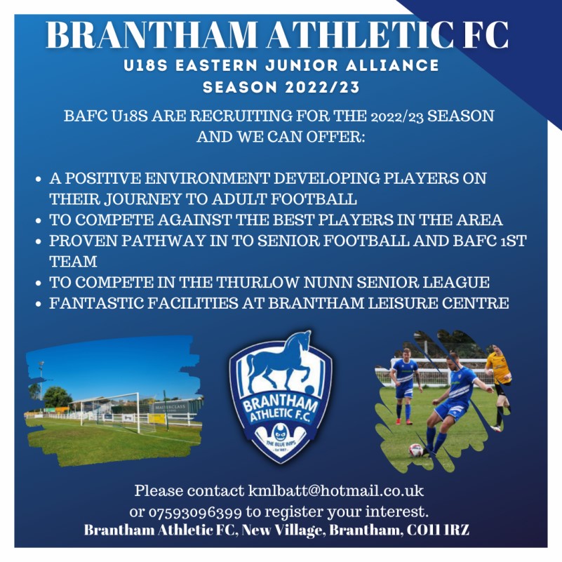 BAFC U18s EJA LOOKING FOR NEW PLAYERS - BRANTHAM ATHLETIC