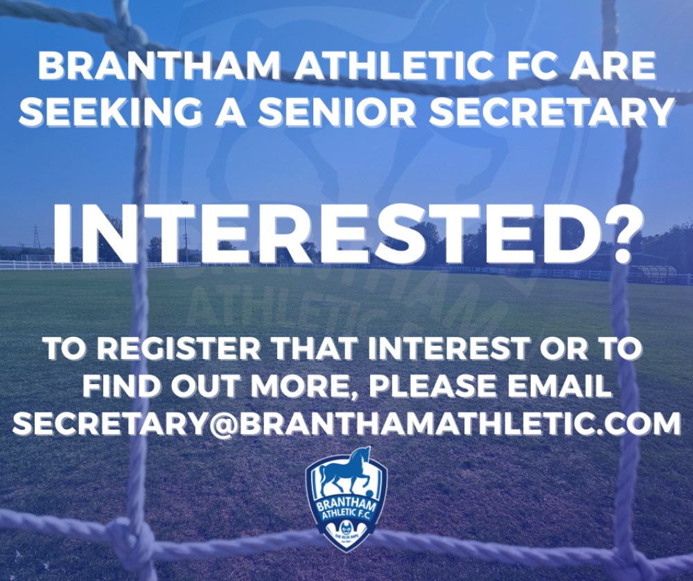 BAFC SEEK NEW SECRETARY - BRANTHAM ATHLETIC