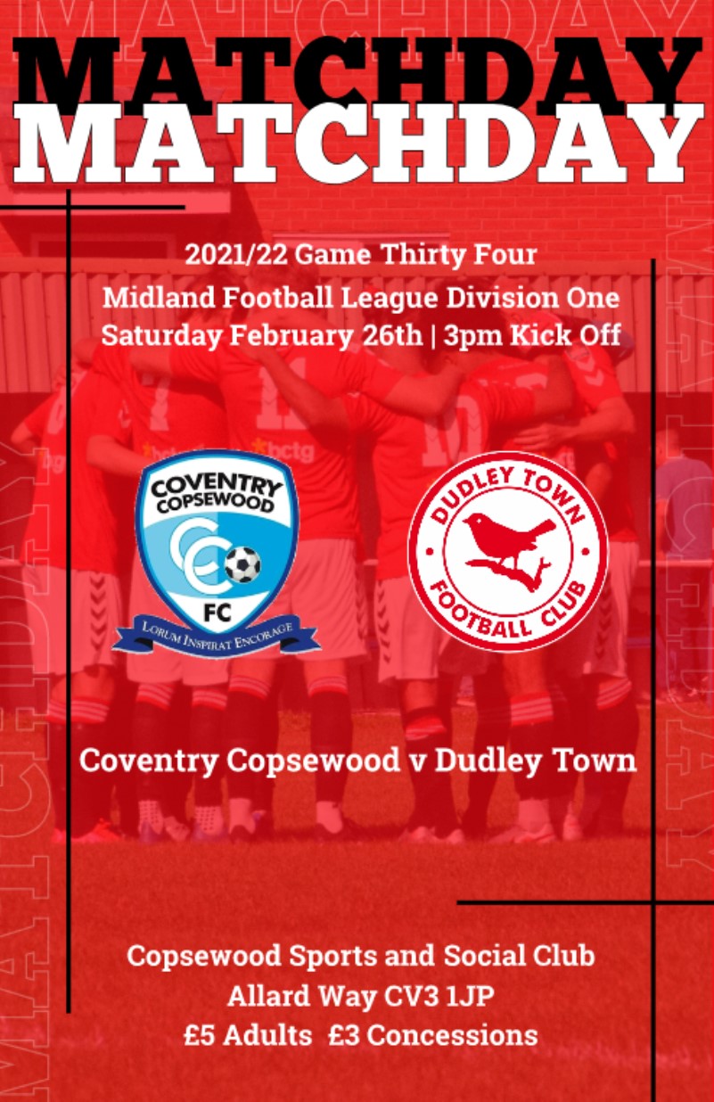 2021/22 Match Preview - Coventry Copsewood (A) - DUDLEY TOWN FC