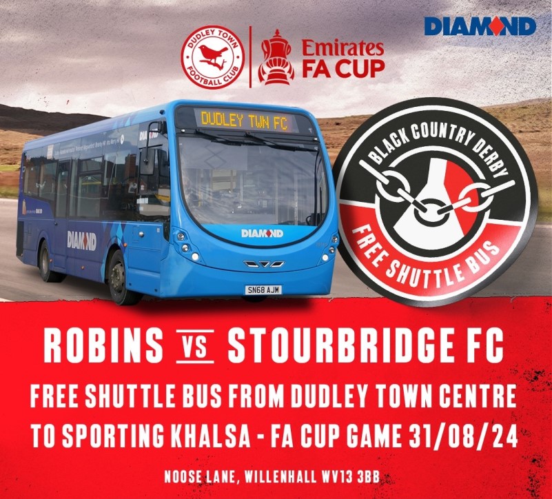 FREE SHUTTLE BUS TO HUGE FA CUP GAME - DUDLEY TOWN FC