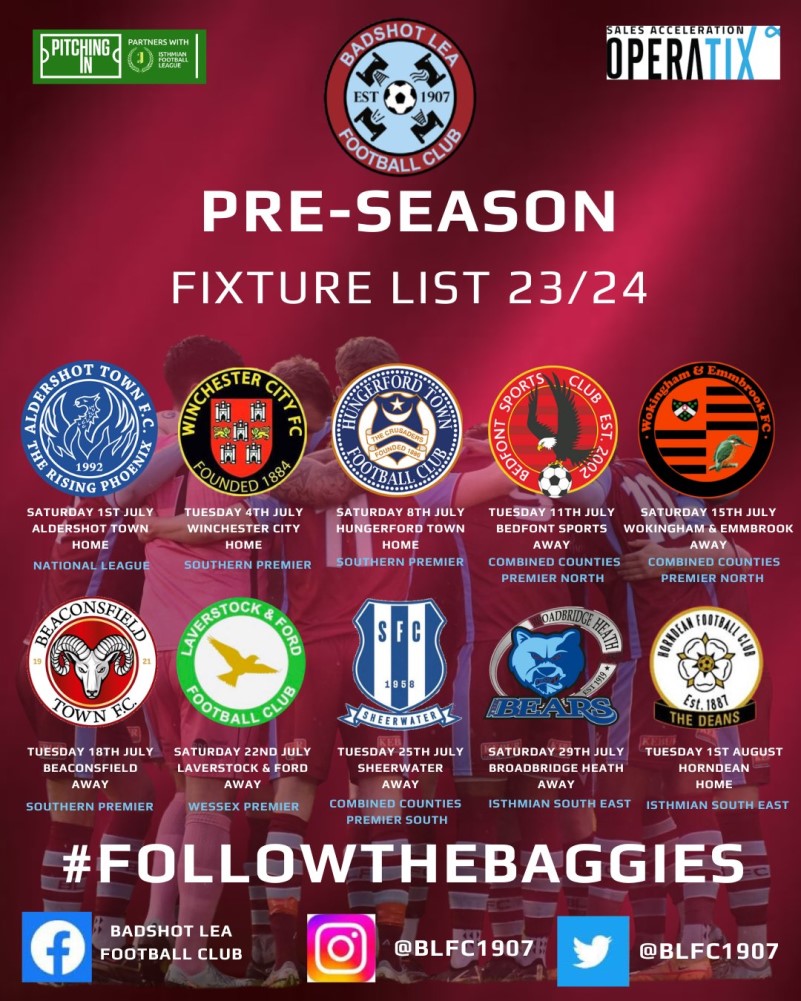 Pre-Season Fixtures Previewed - Badshot Lea Football Club