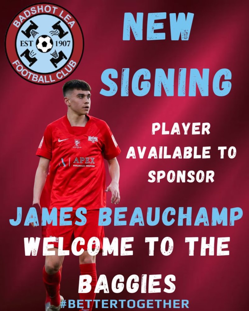 NEW SIGNING - JAMES BEAUCHAMP - Badshot Lea Football Club
