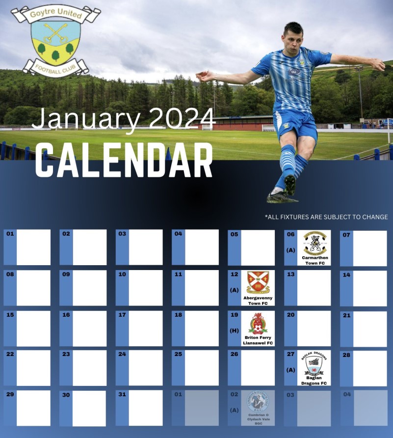 1st team fixtures January 2024 - GOYTRE UNITED