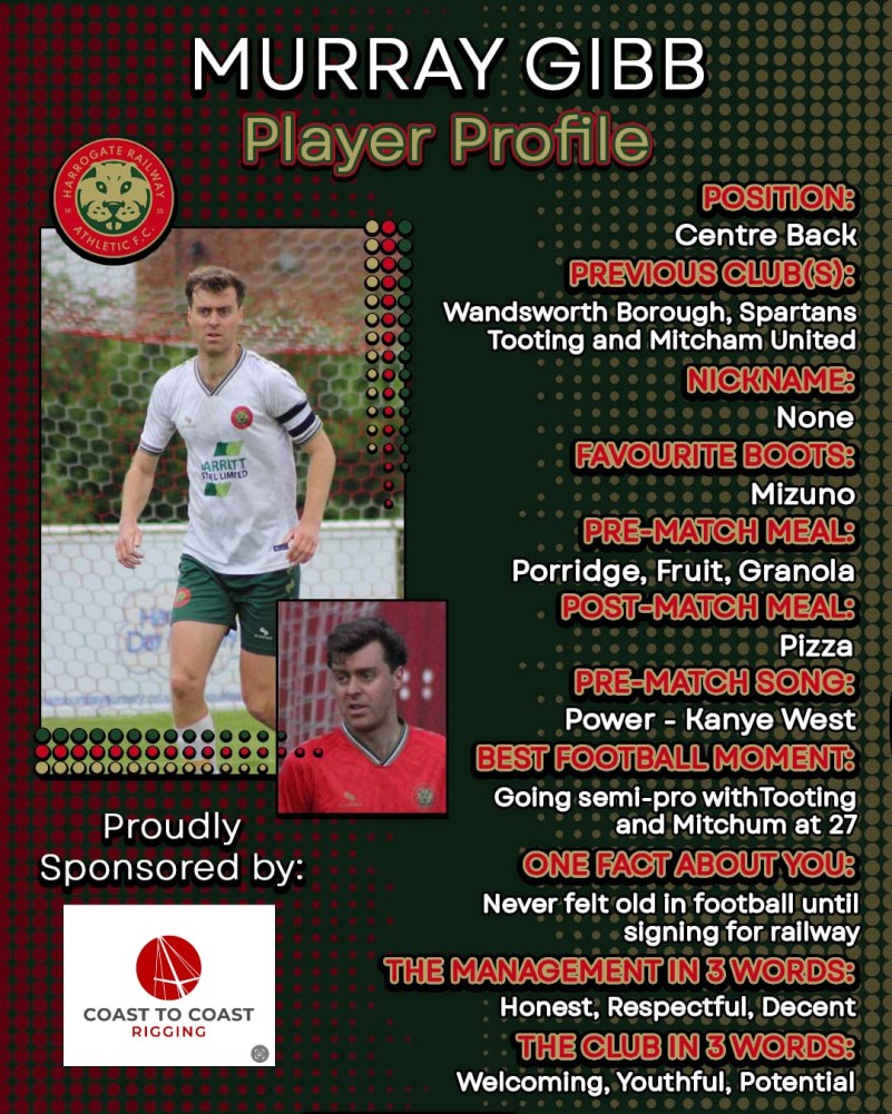 Player Profile: Murray Gibb - Harrogate Railway Athletic Football Club