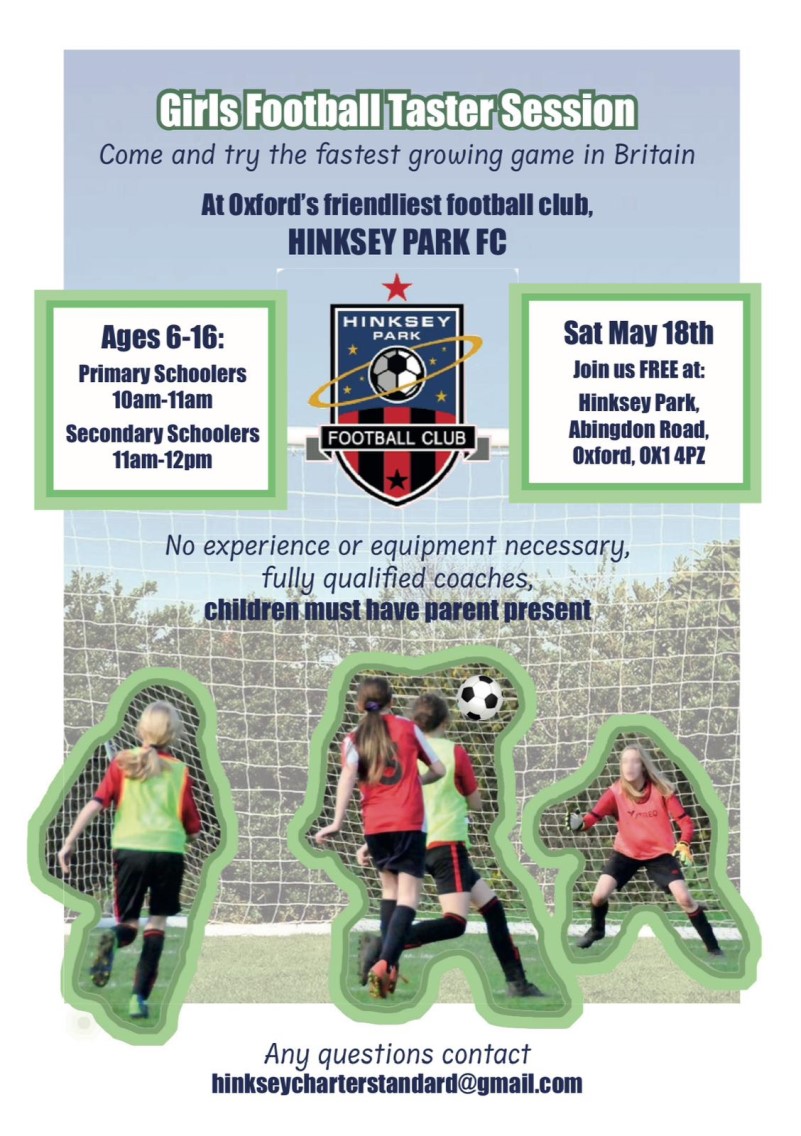 Girls Football Taster Session - May 18th - Hinksey Park Football Club