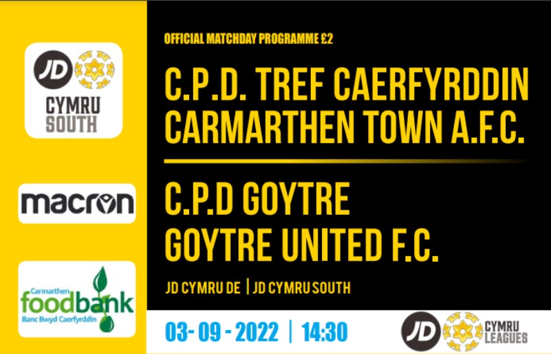 Match Day Programme - Goytre 03/09/2022 - Carmarthen Town AFC