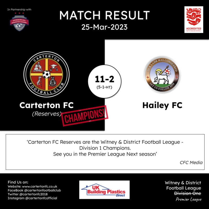 Carterton Football Club, Carterton FC (Res) Champions! Carterton Football Club, Carterton FC (Res) Champions!