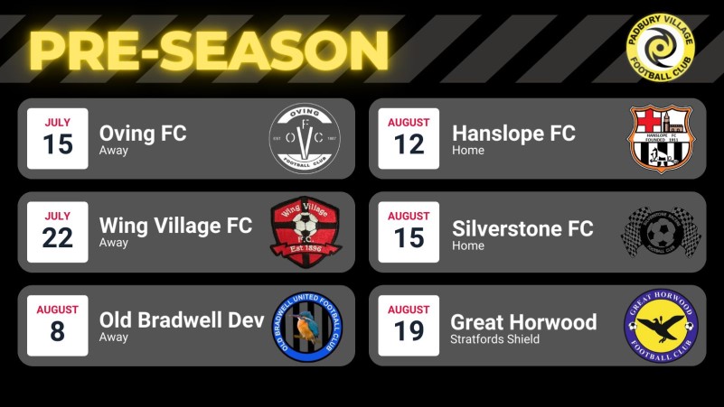 Padbury Village FC (Adults) Pre Season Schedule - Padbury Village ...