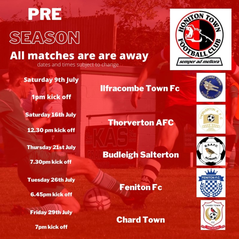 Pre Season Fixtures Announced - Honiton Town FC