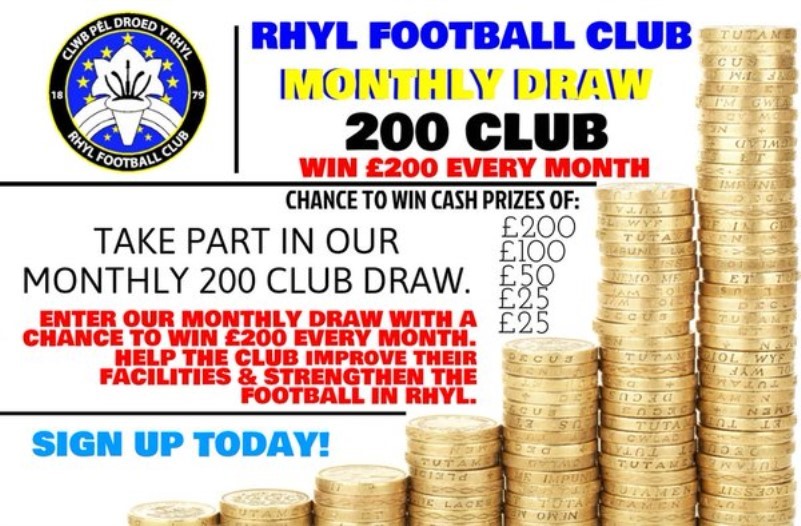Rhyl FC 200 club - April draw - CPD Y RHYL 1879