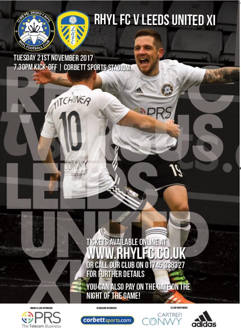 Tickets on Sale - Leeds United coming to Rhyl - CPD Y RHYL 1879