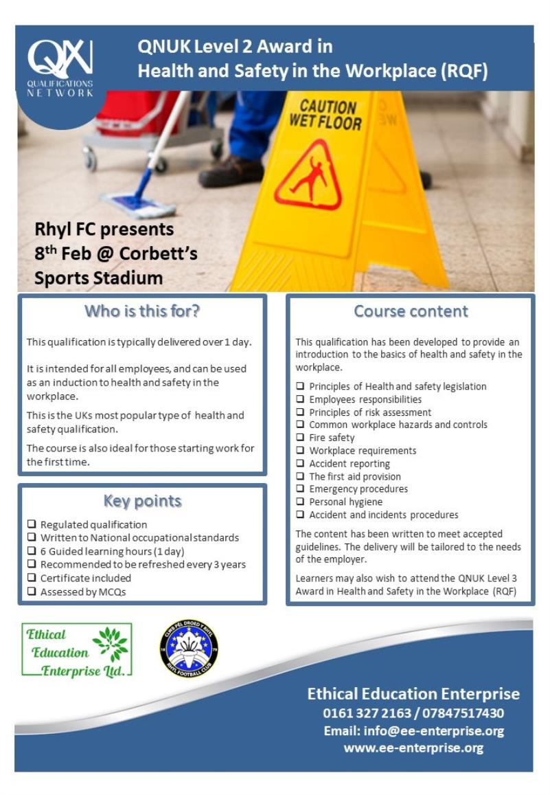 Training Opportunities at Rhyl FC - CPD Y RHYL 1879