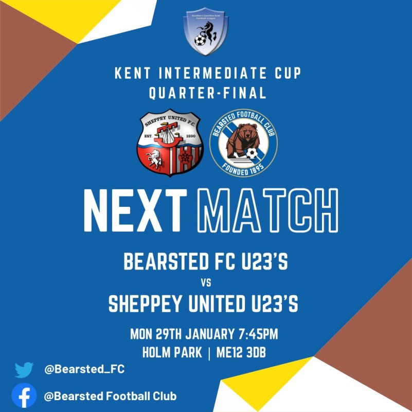 Cup Quarter Final action next for the U23’s - Bearsted FC