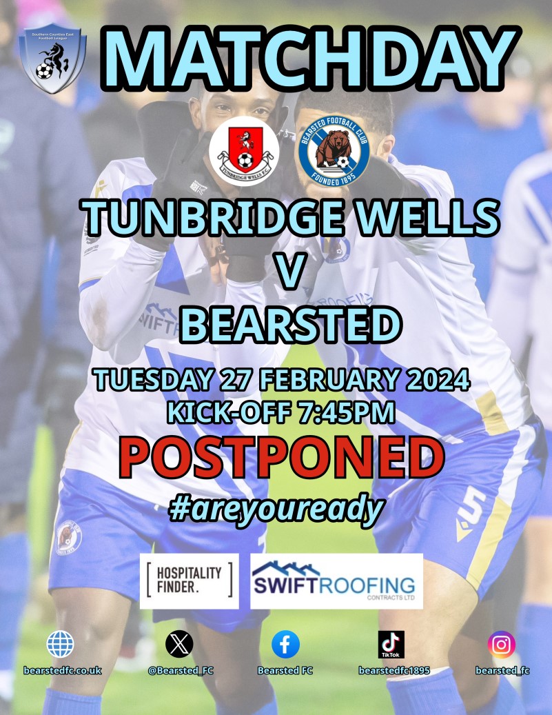 Tonight's match is postponed - Bearsted FC