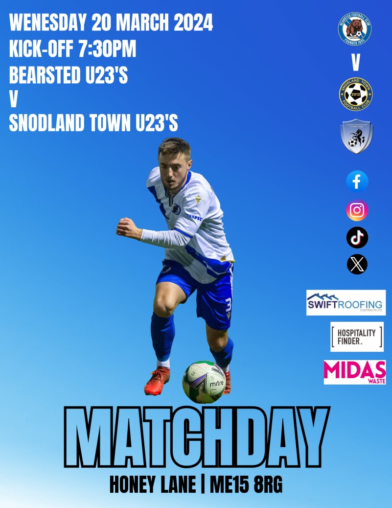 MATCHDAY!! Tonight the U23's take on Snodland Town - Bearsted FC