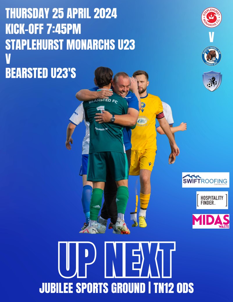 Up next for the U23's Staplehurst Monarchs - Bearsted FC