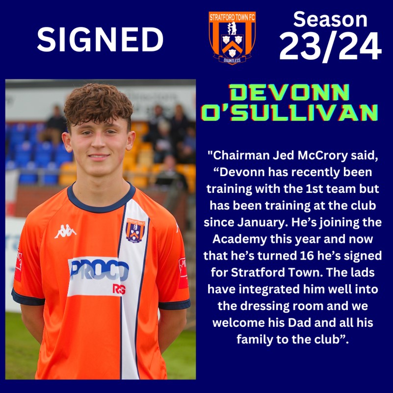 Promising youngster Devonn O'Sullivan signs for The Bards - Stratford ...