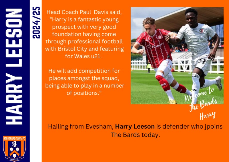 Welcome to Harry Leeson - Stratford Town Football Club