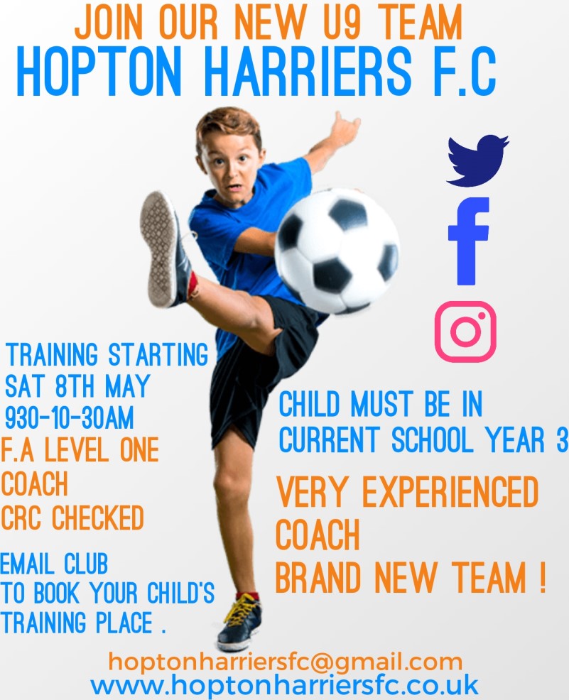 Exciting new U8 team coming soon - Hopton Harriers fc