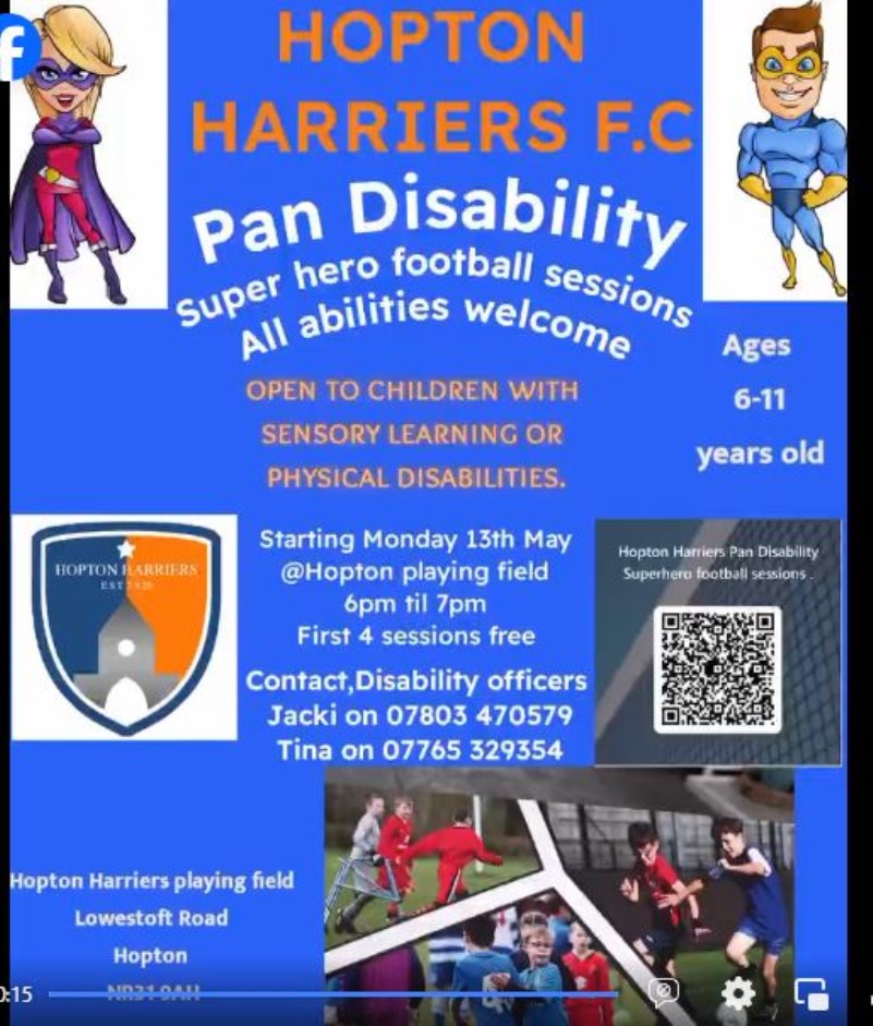 New to Hopton Pan Disability Sessions 6-11yrs - Hopton Harriers fc