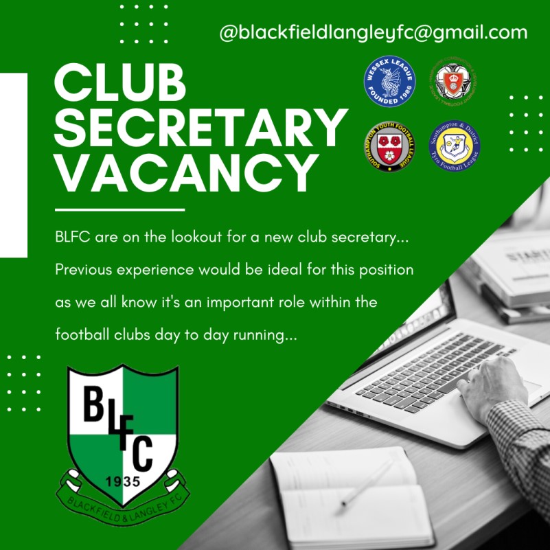 Club Secretary Vacancy - Blackfield and Langley Football Club