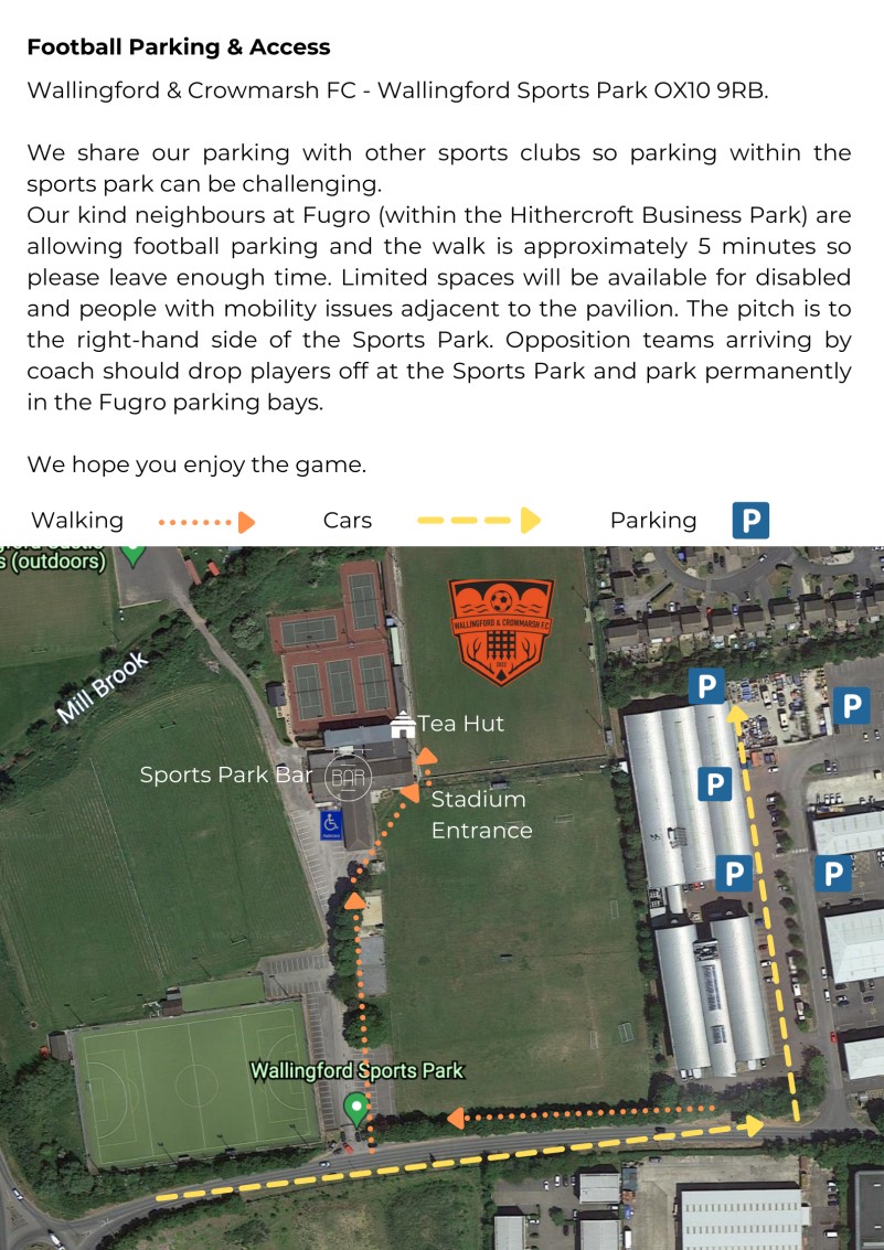 Guide for Visitors to The Howden Stadium - Wallingford & Crowmarsh FC