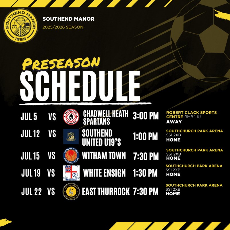 ⚫️ Southend Manor FC Preseason Schedule - Southend Manor Football Club